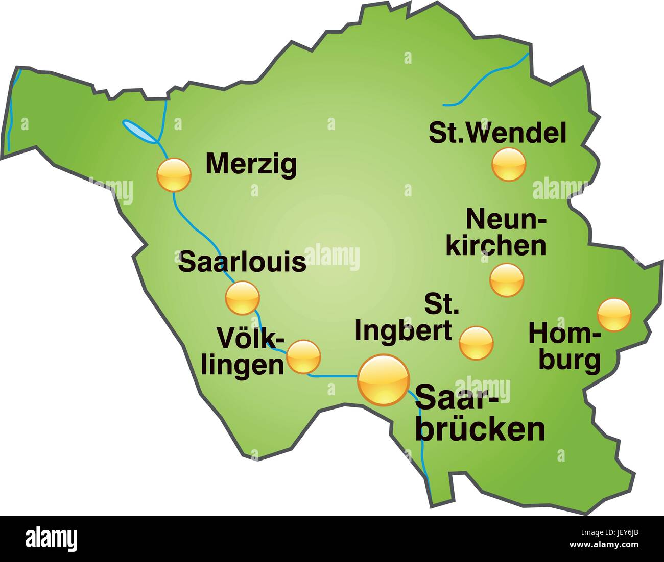Mappa della Saar come una mappa panoramica in verde Immagine e ...