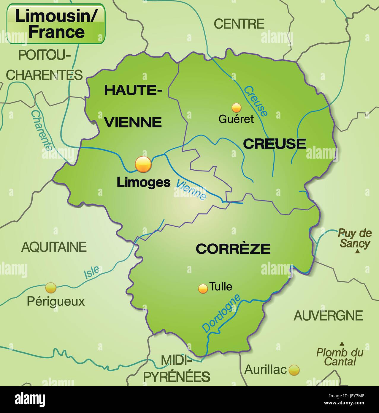 Mappa della regione della limousin immagini e fotografie stock ad alta ...