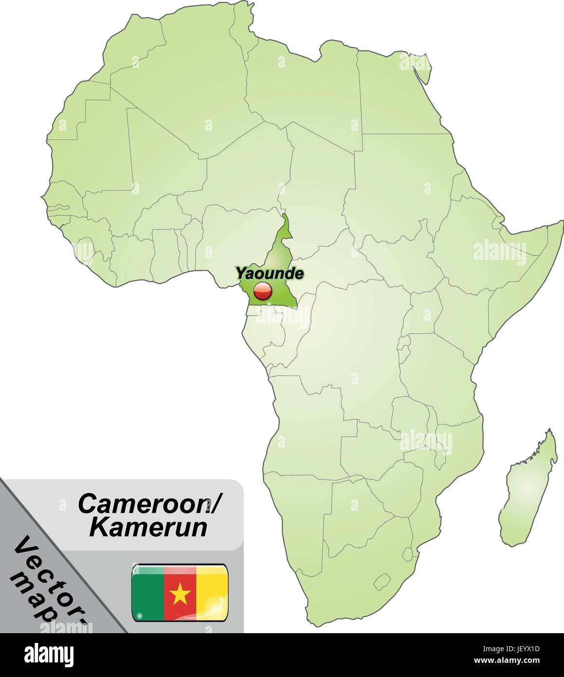 Mappa dell'isola del Camerun con capitelli in verde Immagine e ...