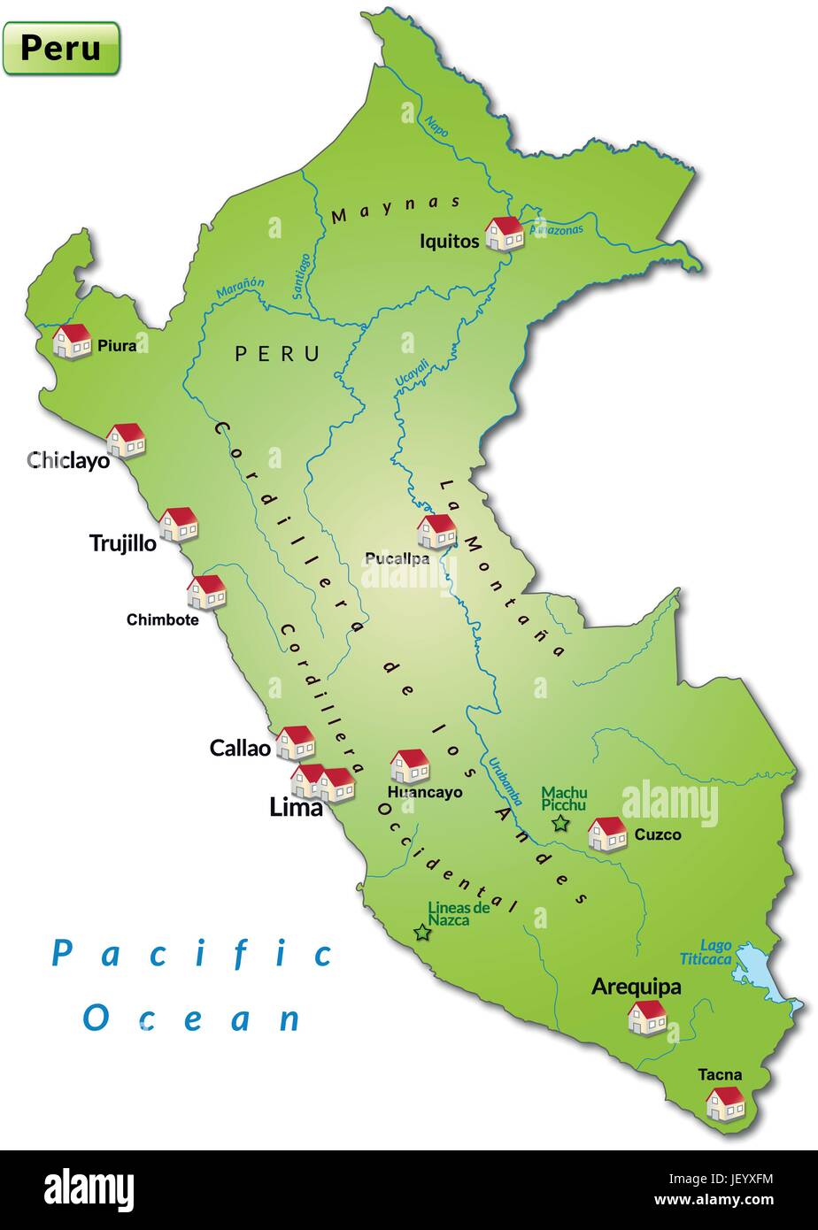 Scheda, contorno, Perù, frontiere, Atlas, mappa del mondo, mappa, Perù ...