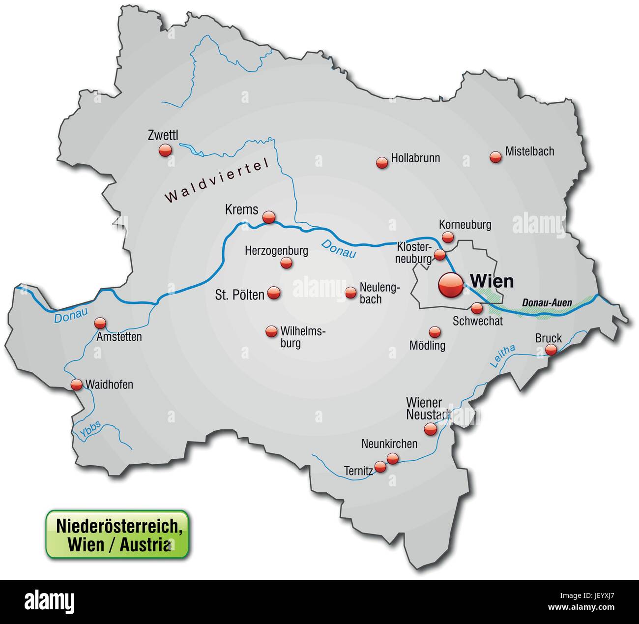 Mappa della bassa austria Immagini Vettoriali Stock - Alamy