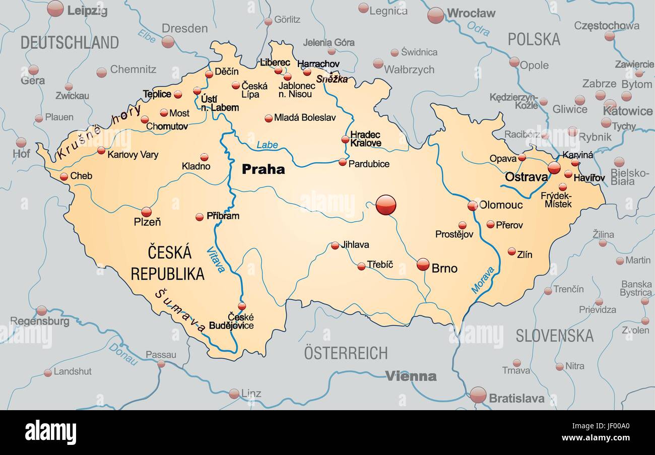 Mappa della repubblica ceca immagini e fotografie stock ad alta ...