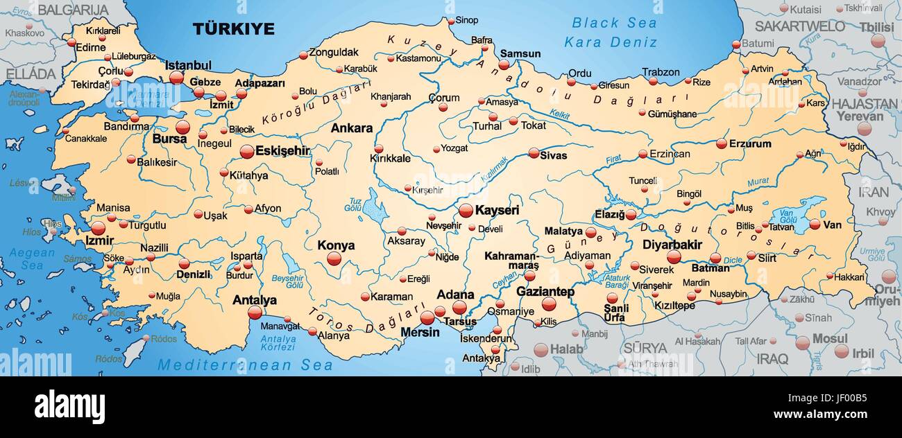 Turchia mappa confini immagini e fotografie stock ad alta risoluzione ...