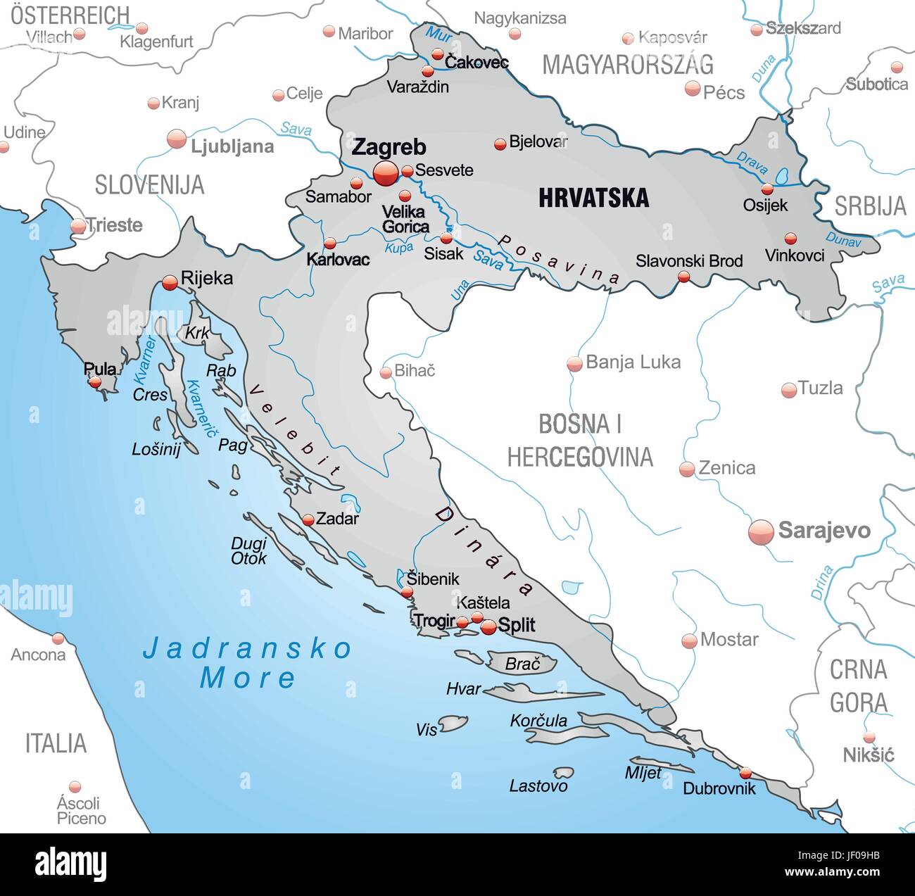 Mappa della croazia immagini e fotografie stock ad alta risoluzione - Alamy