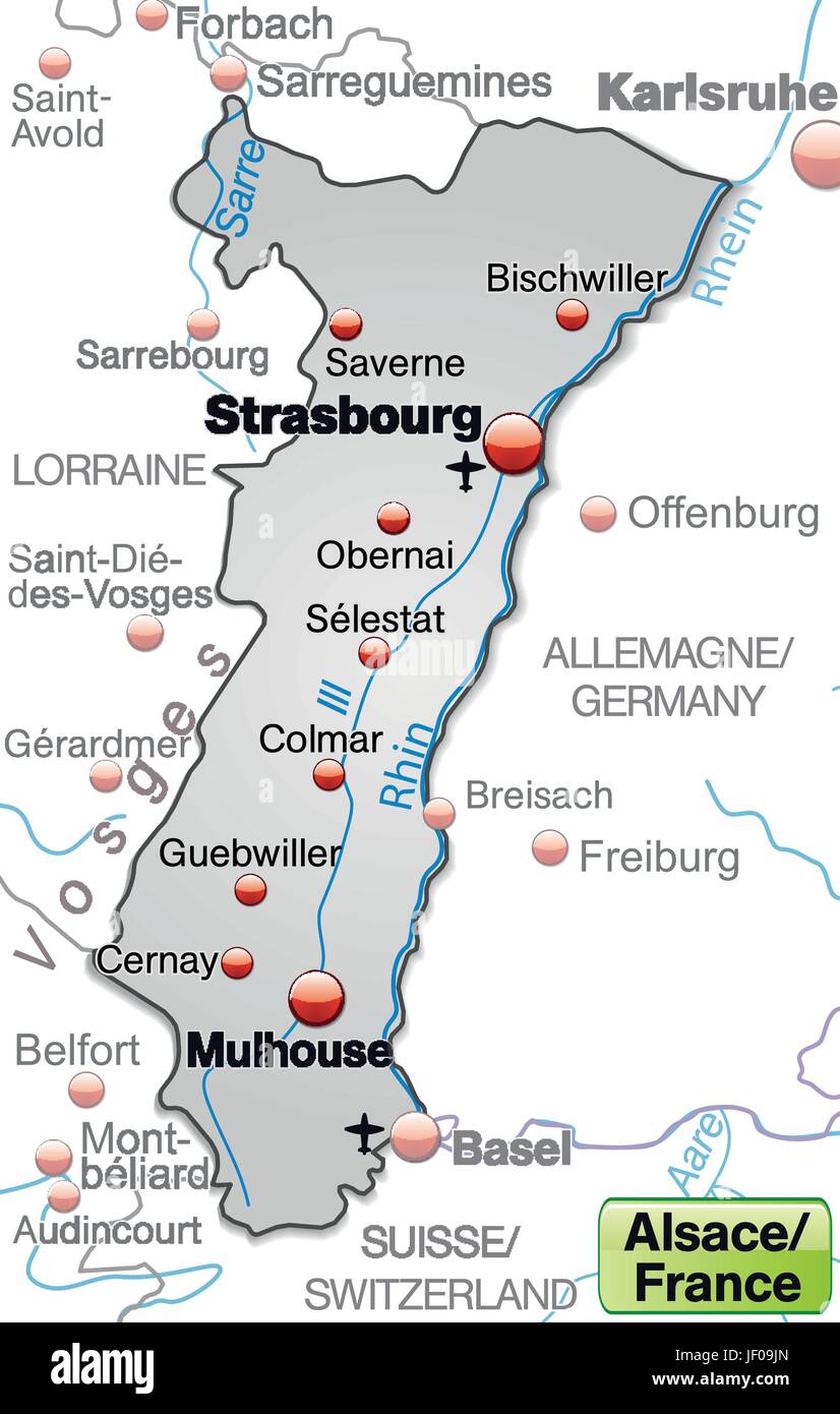 Alsace map Immagini Vettoriali Stock - Alamy