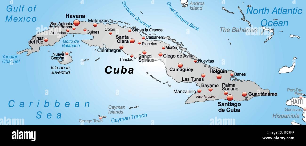 Mappa di Cuba come una mappa panoramica in grigio Immagine e Vettoriale ...