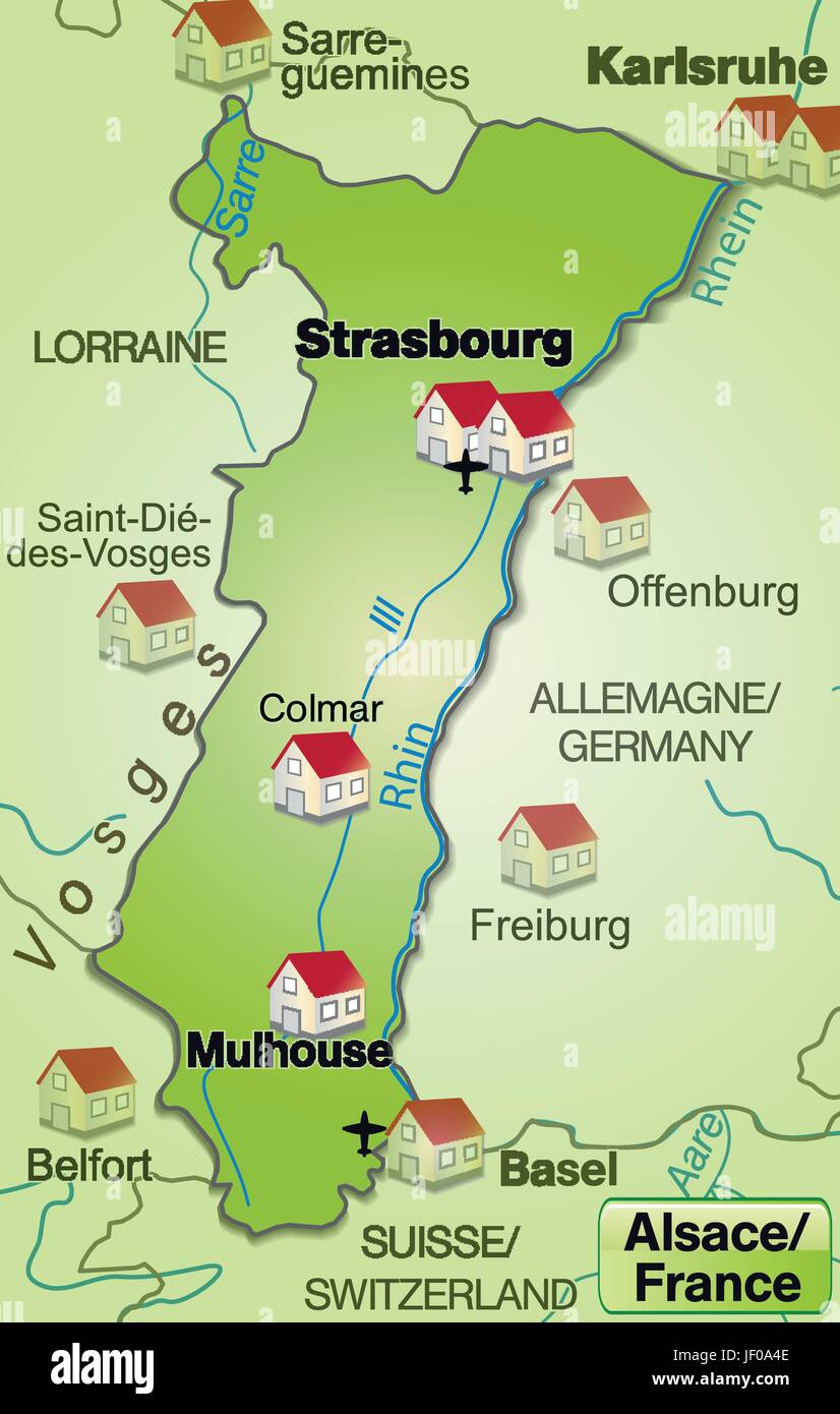 Mappa di Alsazia come una mappa panoramica in internet verde Immagine e ...