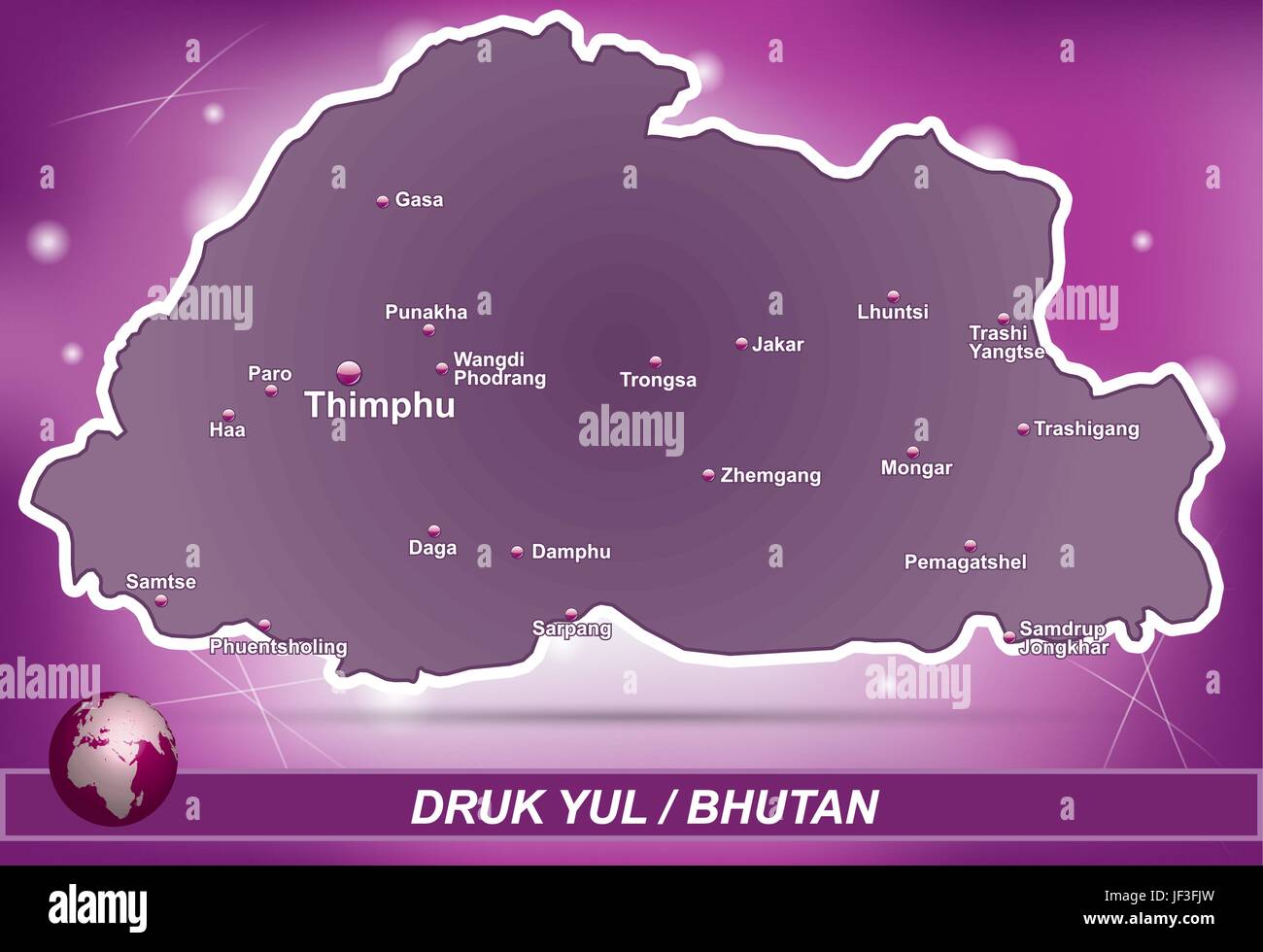 Mappa del bhutan Immagini Vettoriali Stock - Alamy