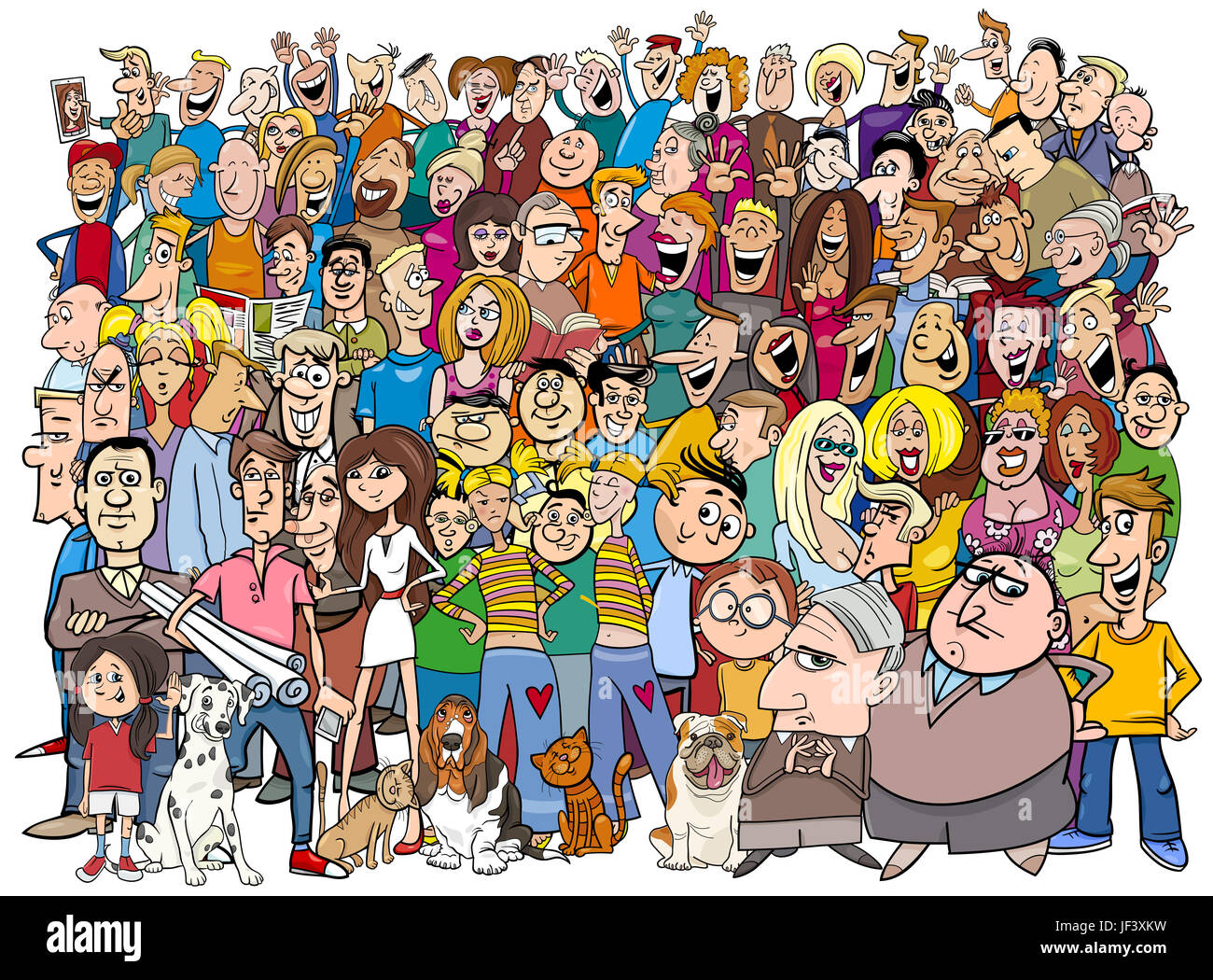 La gente in mezzo alla folla cartoon Foto stock - Alamy