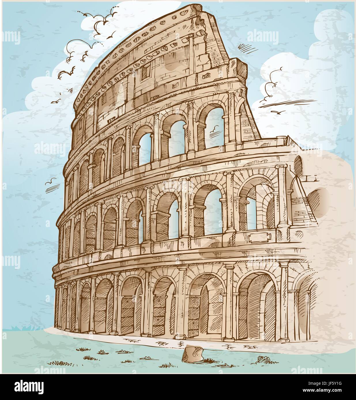 Illustrazione, rovina, vettore, Colosseo, sfondo, sfondo, il ...