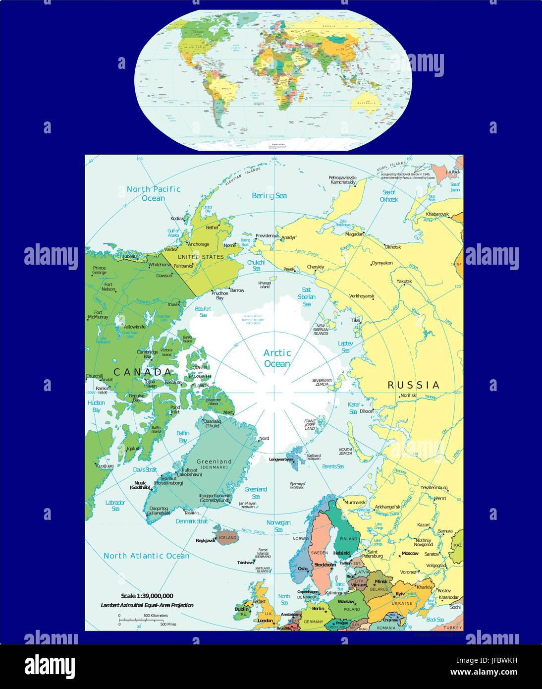 Mappa della regione artica Immagini Vettoriali Stock - Alamy