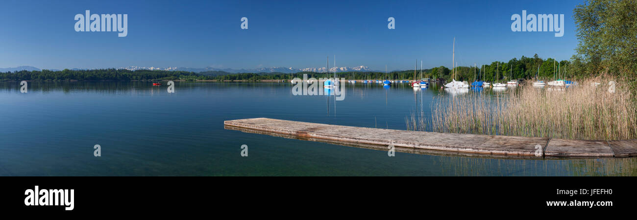 Vista sul lago starnberg sulla catena del wetterstein con zugspitze ...