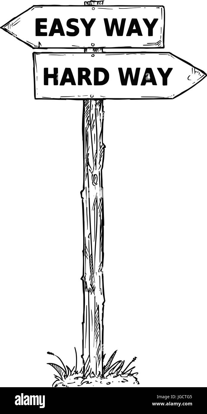 Vector cartoon doodle disegnati a mano il bivio in direzione di legno ...