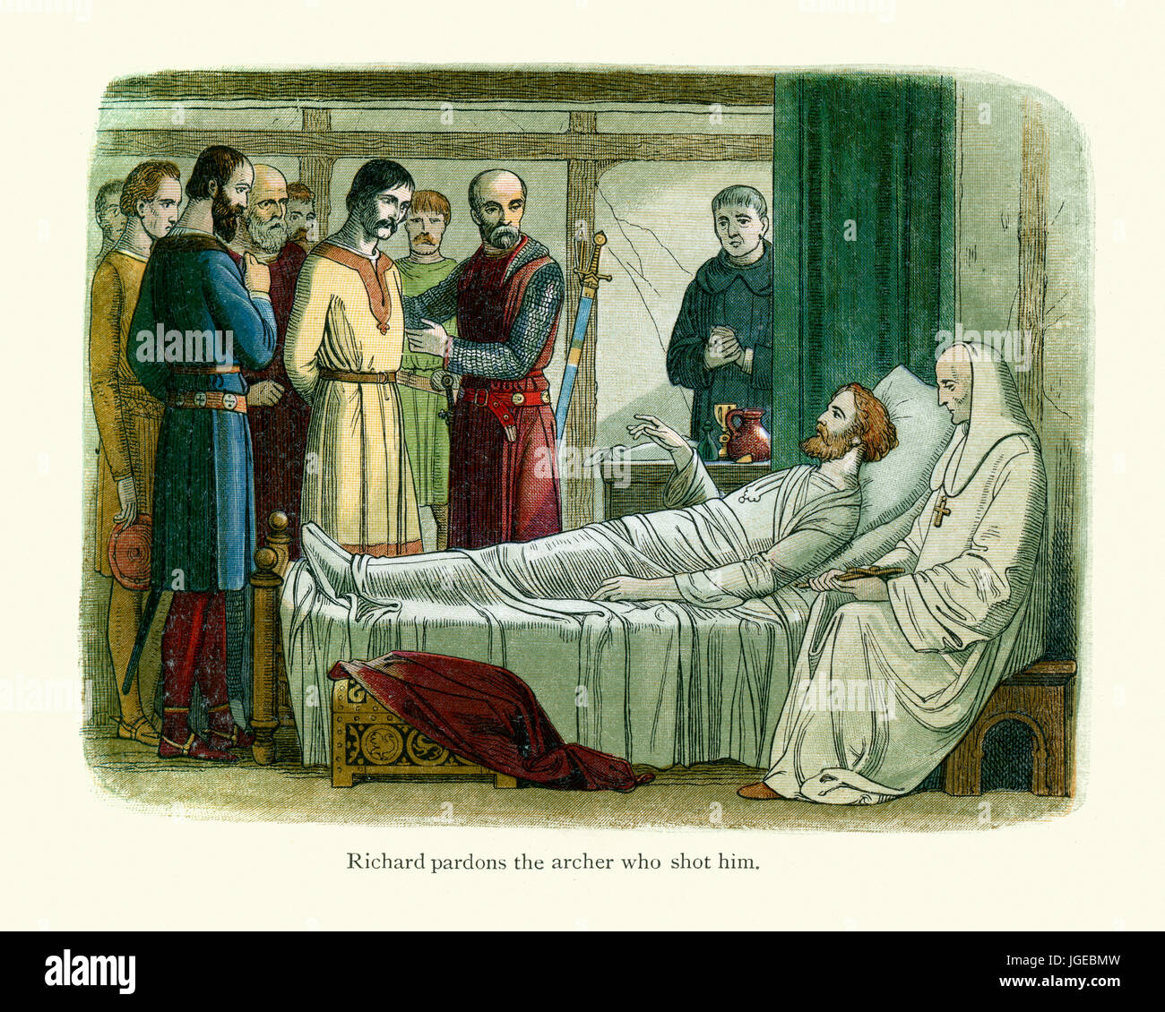 Re Riccardo Cuor di Leone sul letto di morte. Richard è stato ucciso mentre posa assedio al ...