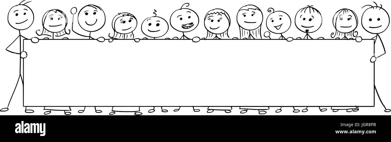 Vettore di Cartoon stick uomo stickman disegno della folla dodici ...