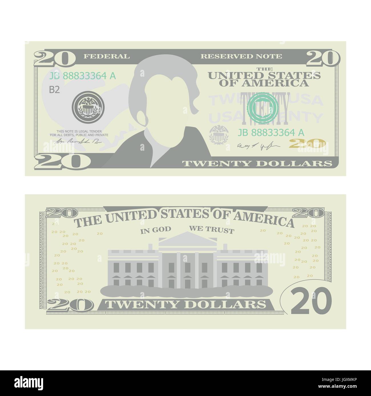 Banconota da 20 dollari Immagini Vettoriali Stock - Alamy