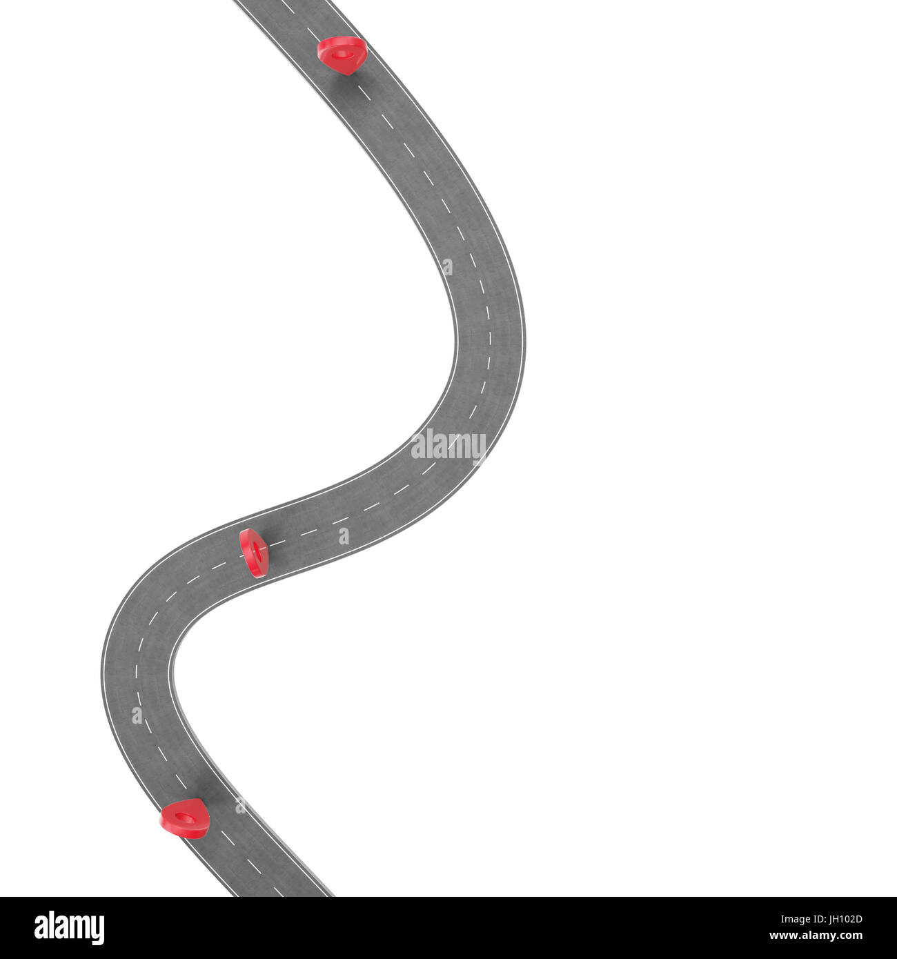 Viaggio su strada e il cammino percorso. Strada tortuosa su uno sfondo ...