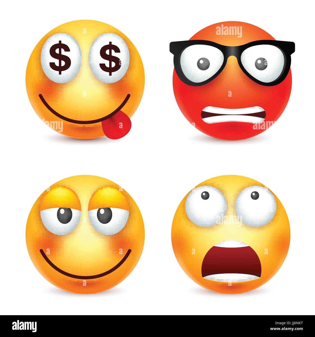 Smiley,set di emoticon. Faccia gialla con le emozioni. L'espressione ...