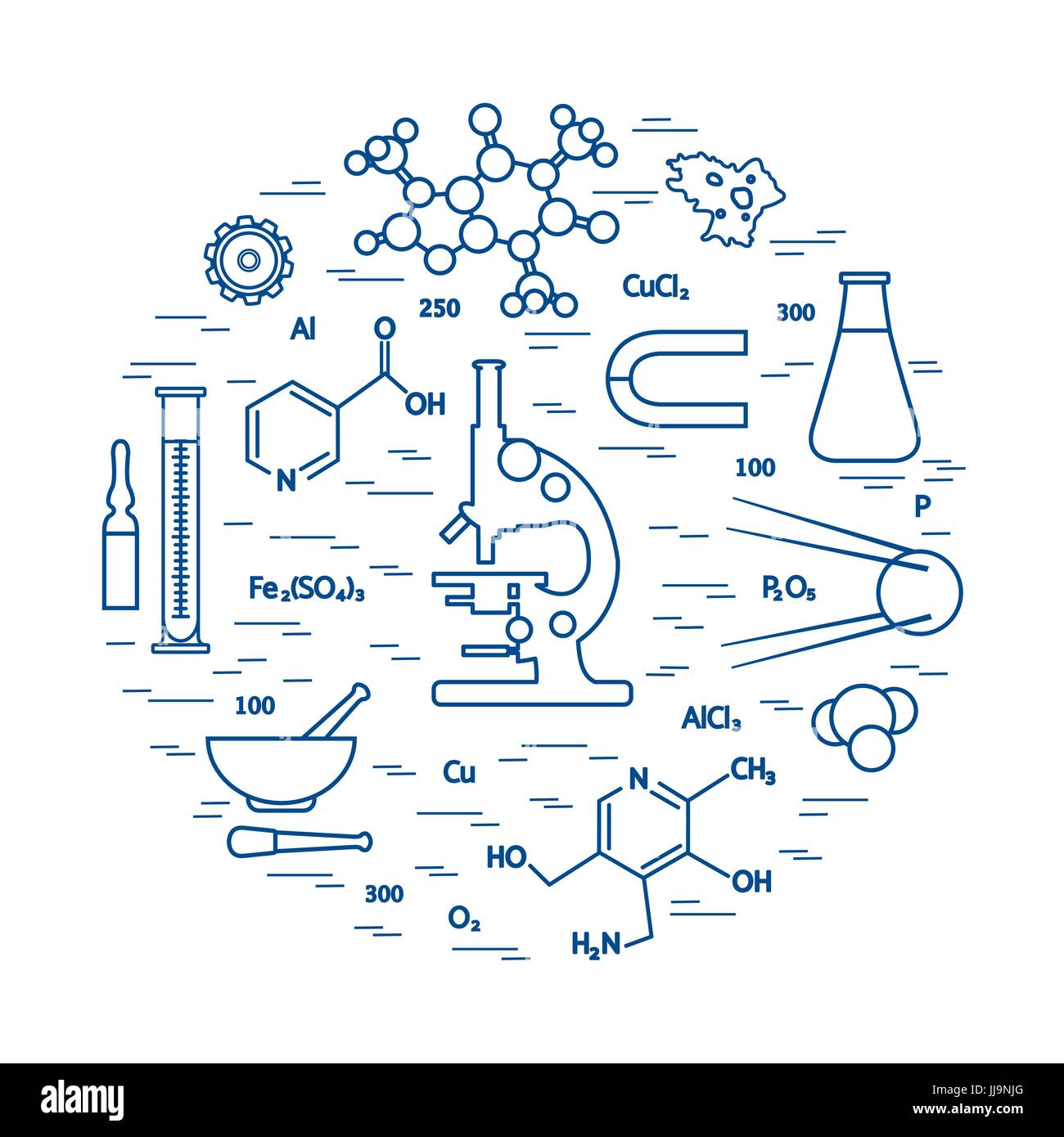 Stilizzato icona vettore di varietà scientifico, istruzione elementi ...