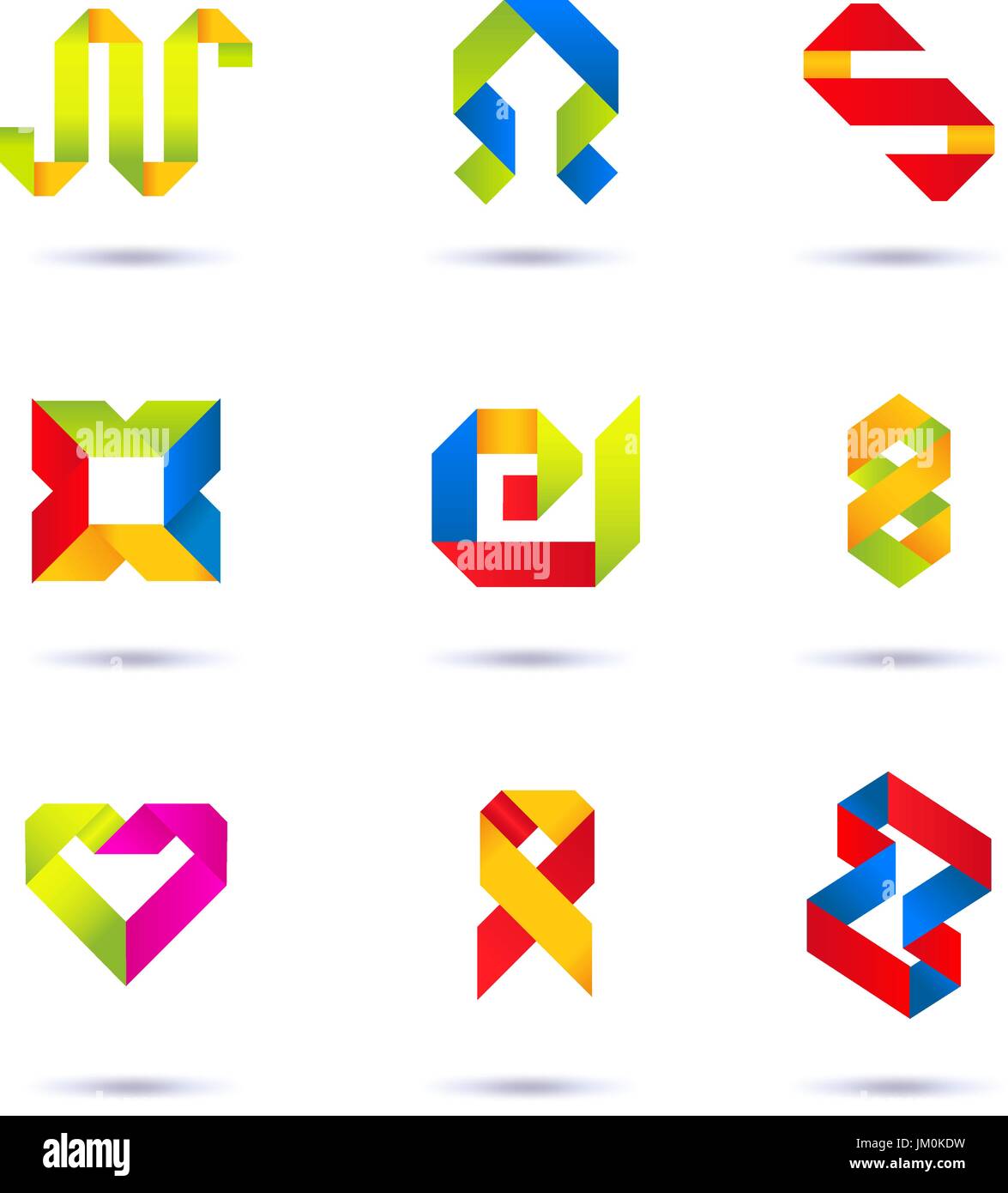 Set di simboli e forme. Le icone alla moda e logotipi. Segni aziendali ...