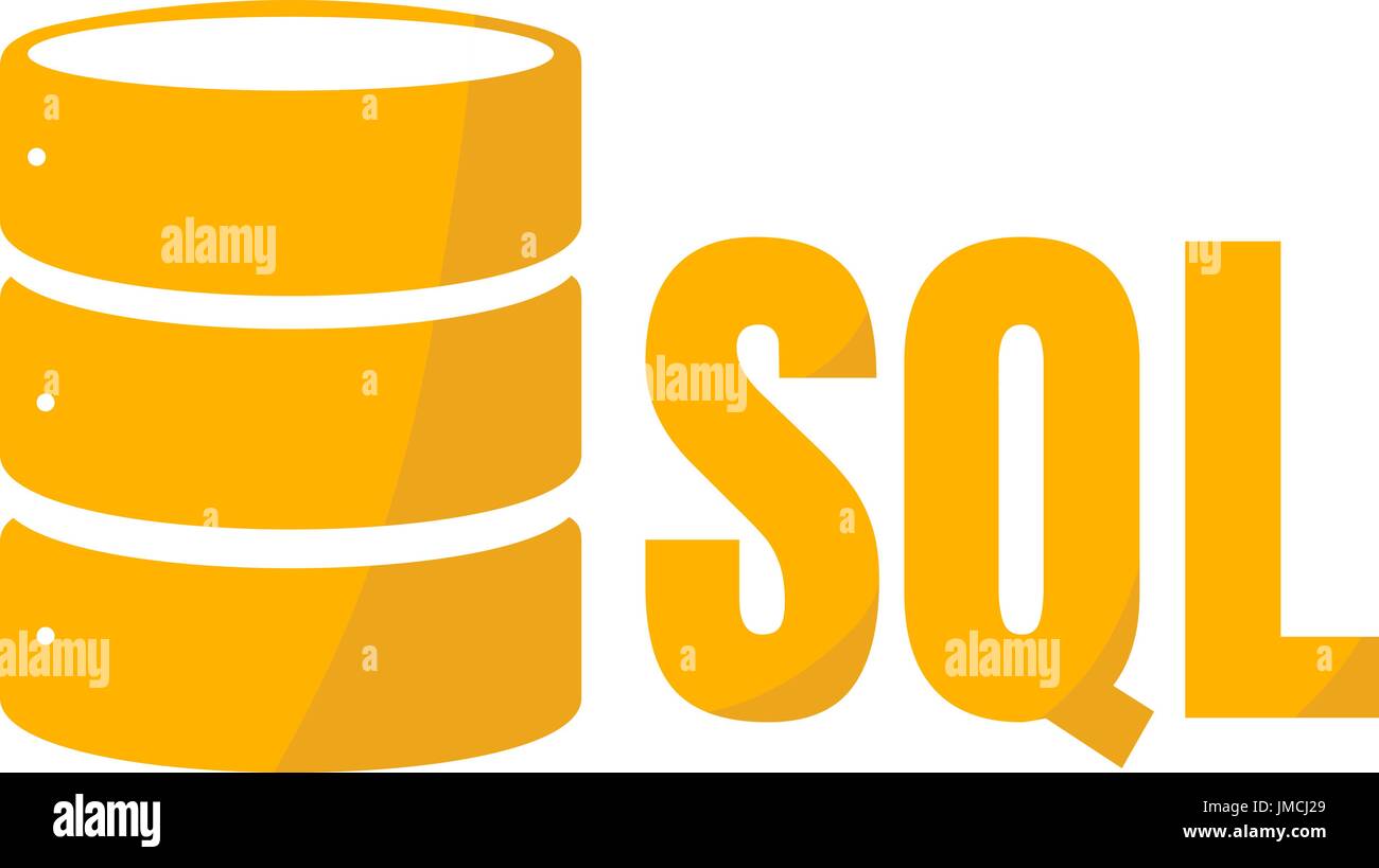 SQL Database icona Logo Design UI o UX App. Iscrizione arancione con ...
