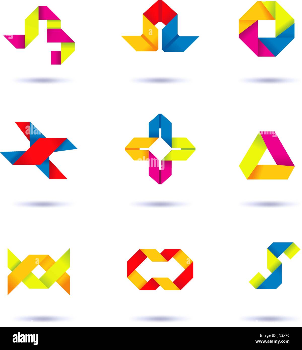 Set di simboli e forme. Le icone alla moda e logotipi. Segni aziendali ...