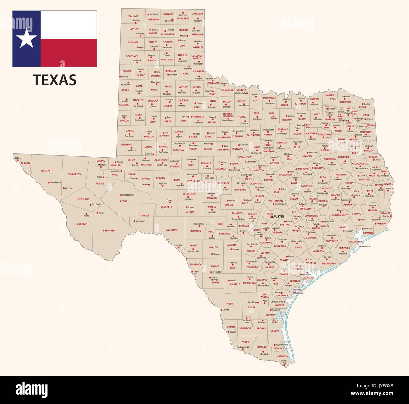 Political map of texas Immagini Vettoriali Stock - Alamy