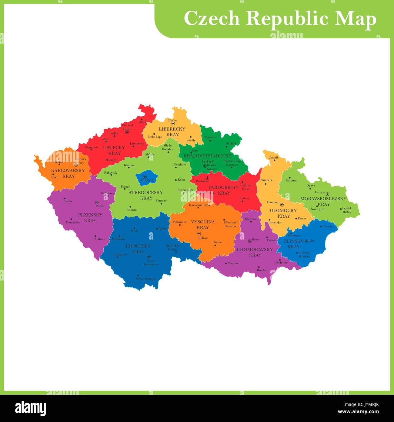La mappa dettagliata della Repubblica ceca con le regioni o gli stati e ...