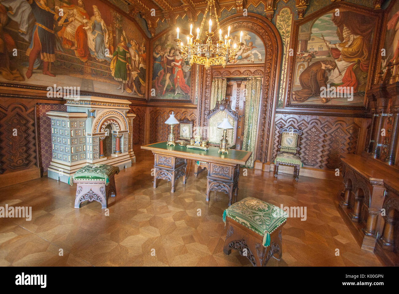 Interno del castello di Neuschwanstein Fussen Baviera Germania del sud ...