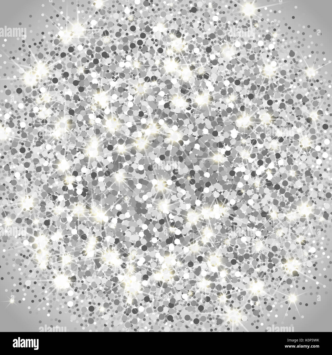 La caduta di particelle di argento su uno sfondo nero. Argento sparse ...