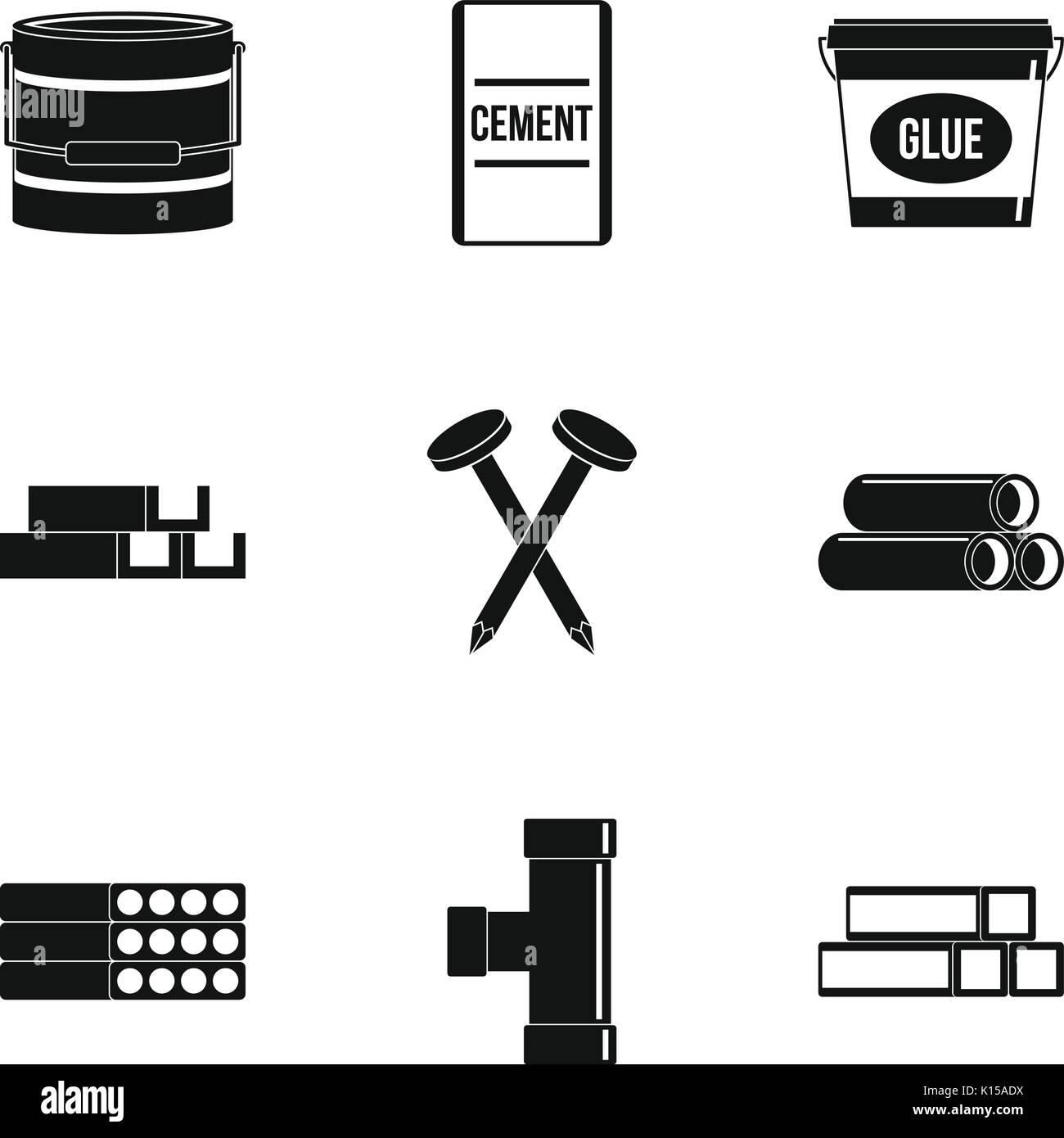 Materiale da costruzione Imposta icona, stile semplice Immagine e ...