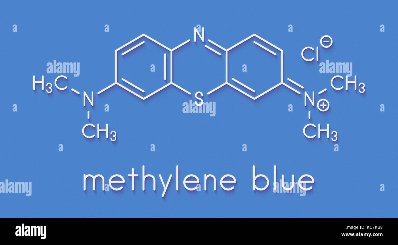 Molecola colorante blu di metilene (cloruro di metiltionio). Formula ...