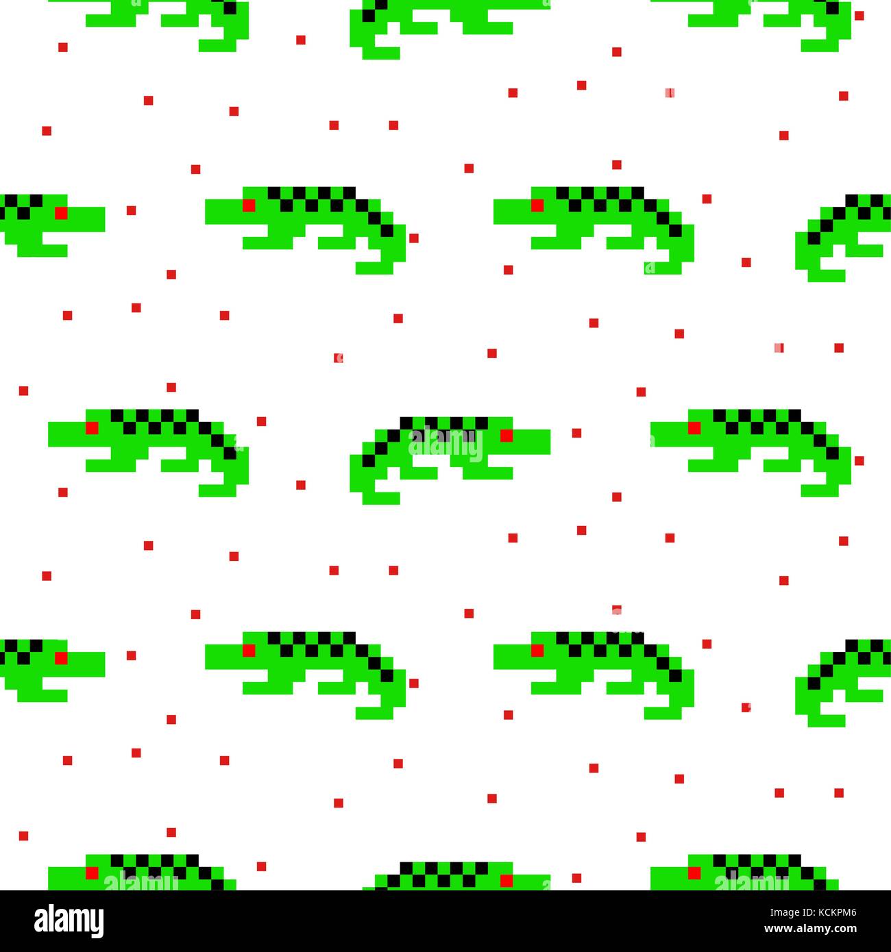 Coccodrillo verde cartoon pixel art seamless pattern Immagine e ...