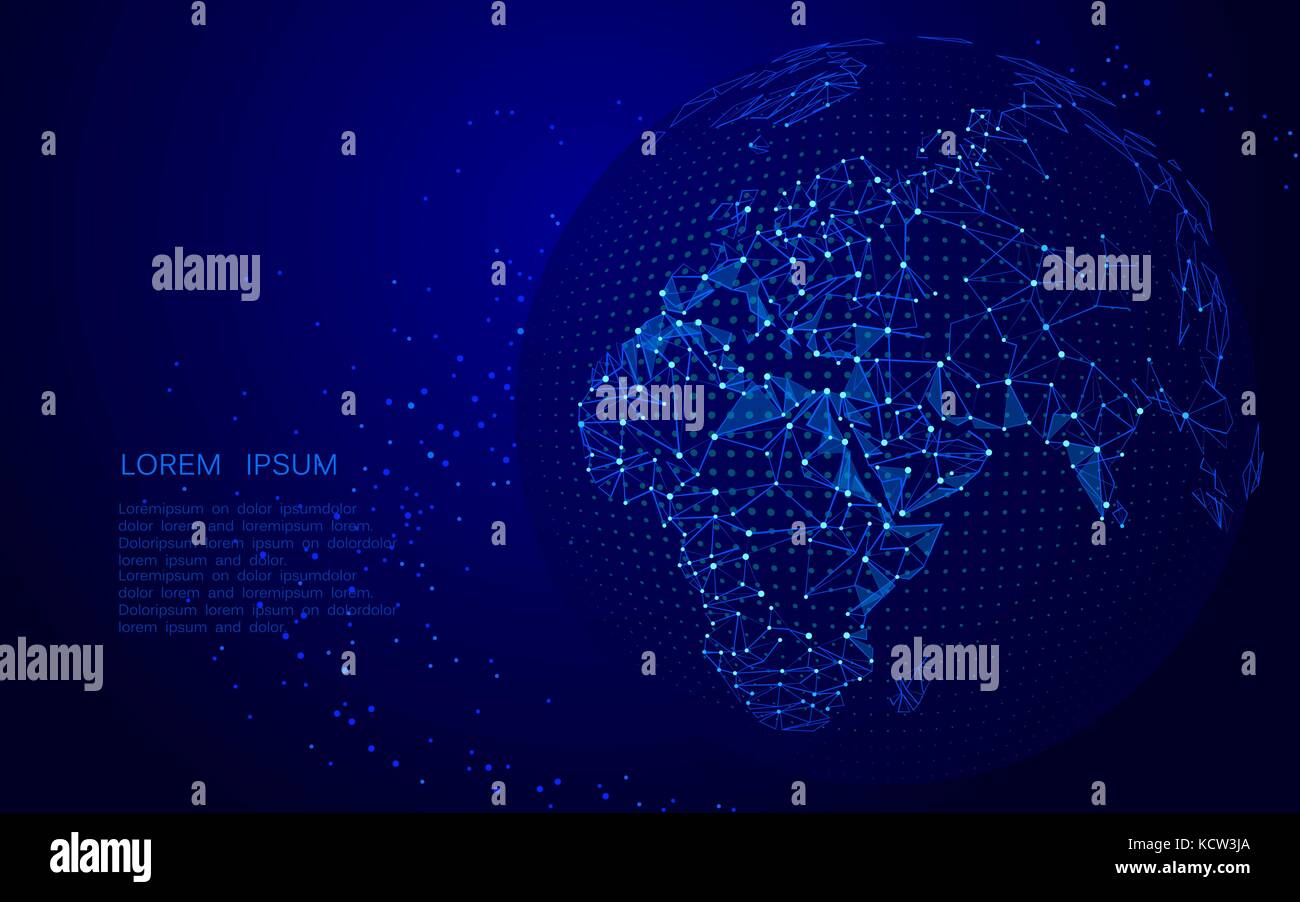 Mappa mondo punto, linea, composizione, che rappresenta il global ...