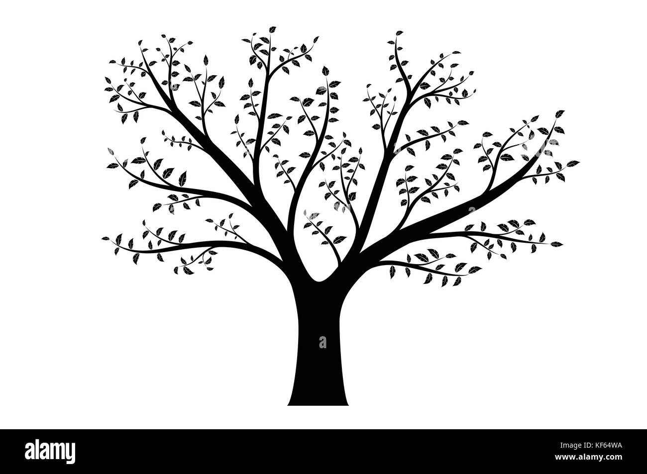 Realistico illustrazione vettoriale di albero con rami e foglie ...