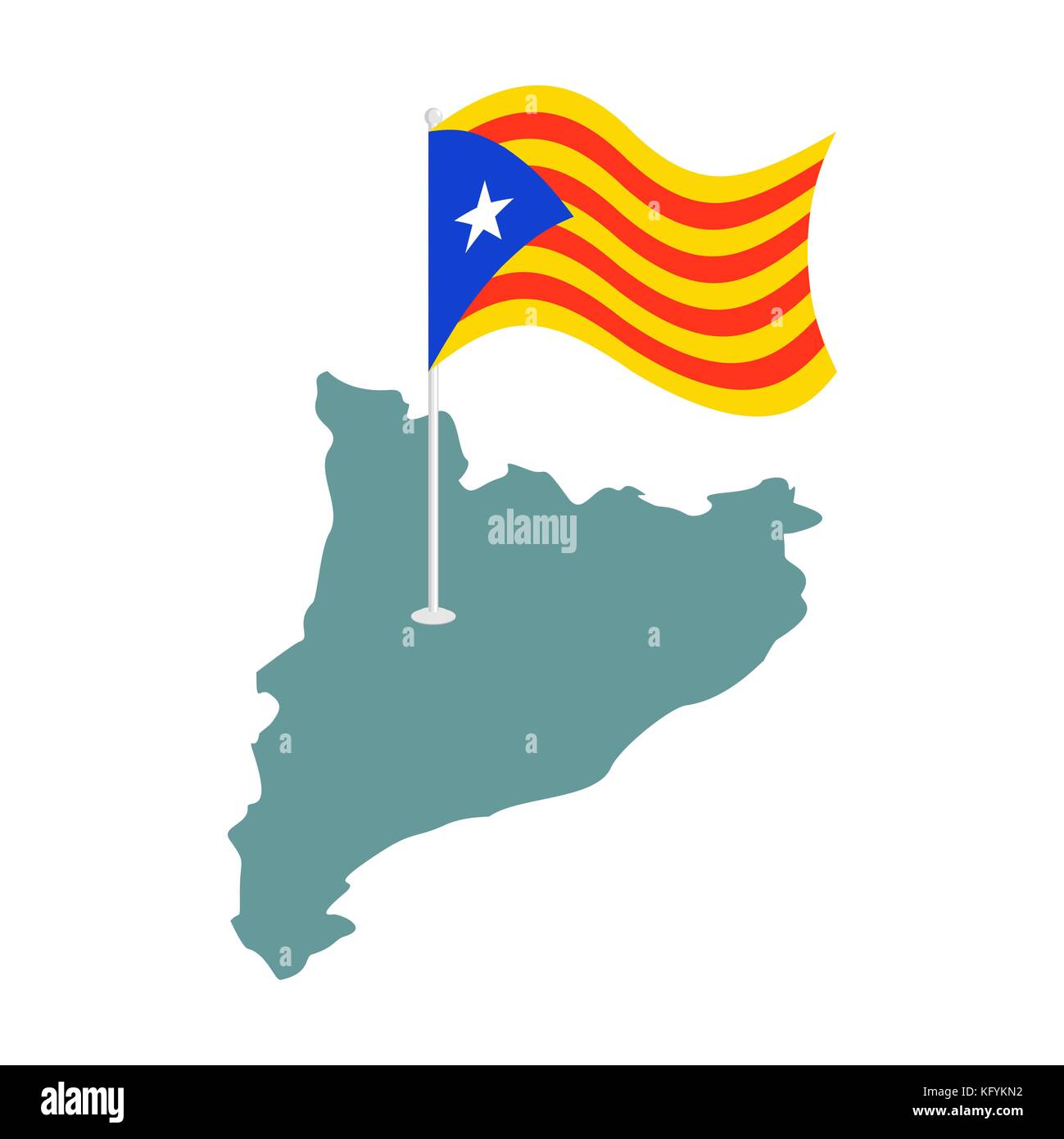 Bandiera della Catalogna e la mappa. estelada blava nastro banner. Il ...