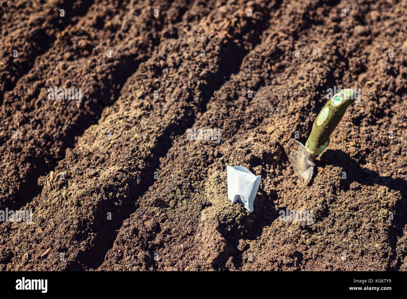 Giardino prepara il terreno di letto per piantare semi Foto stock - Alamy