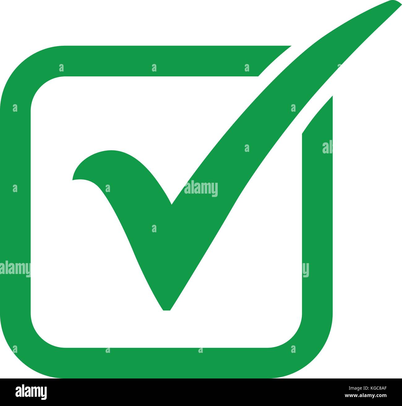 Icona segno di spunta verde nella casella. segno di spunta di colore ...