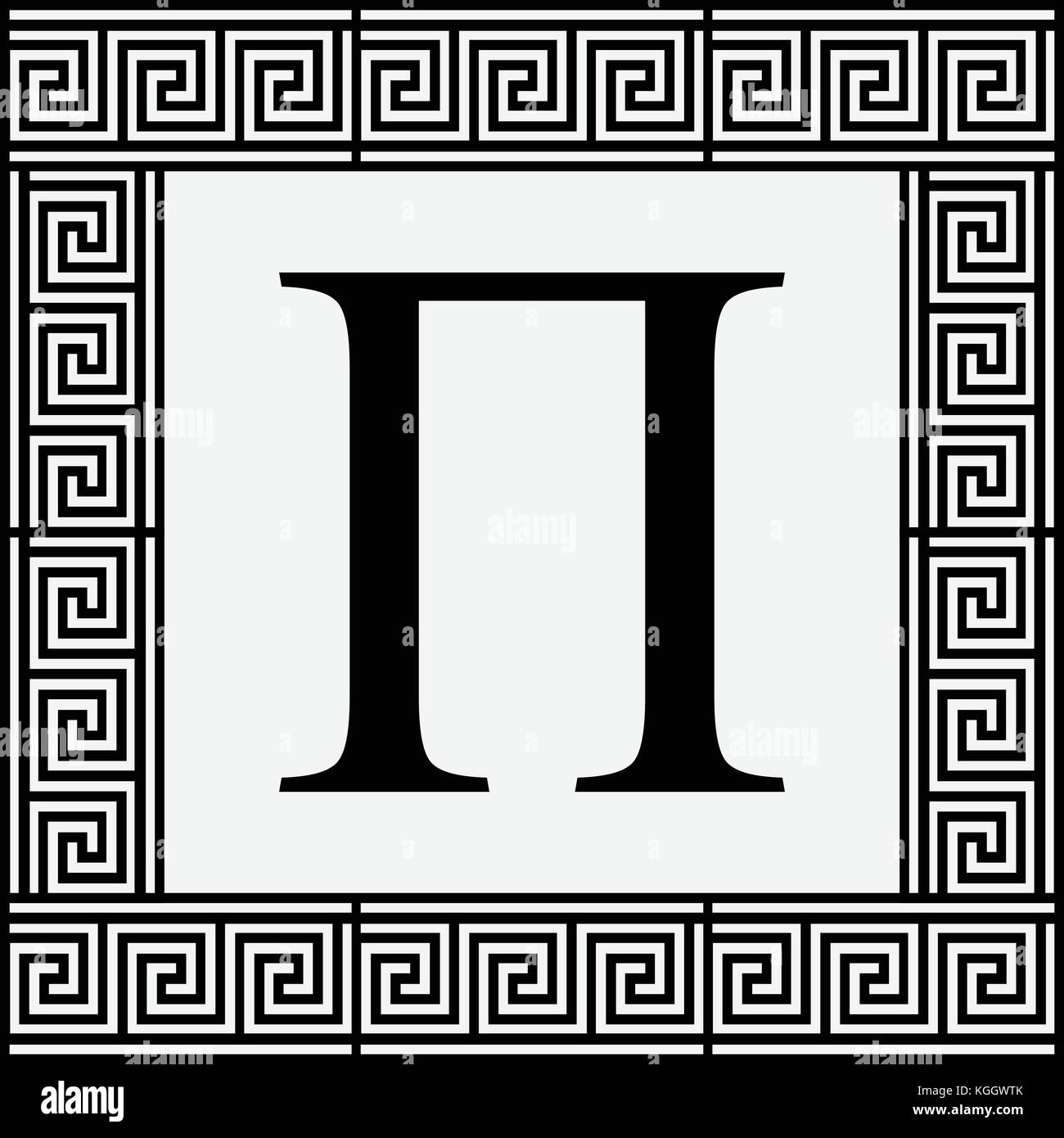 Pi lettera greca icona simbolo pi in greco antico telaio, illustrazione ...