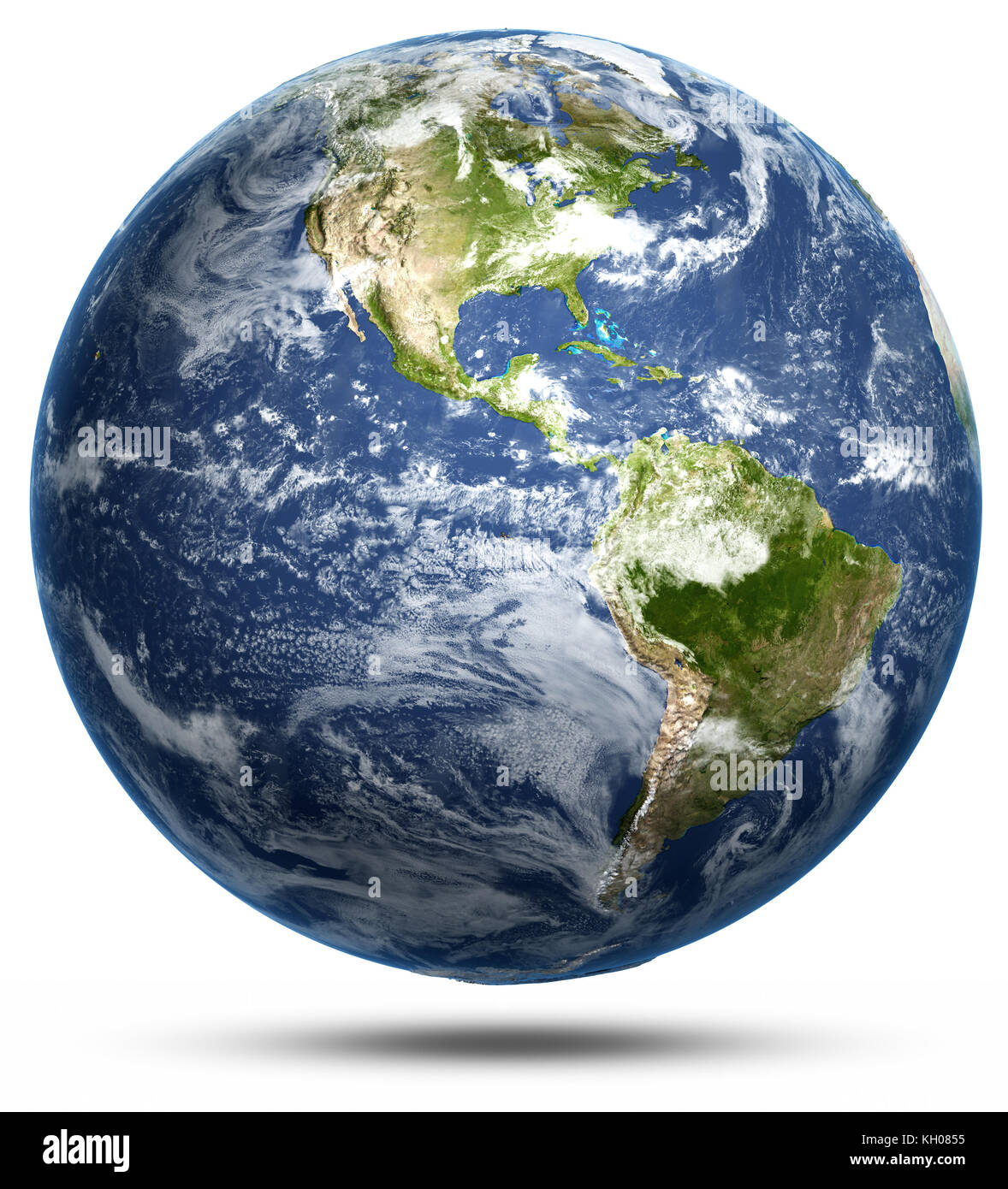 Messa a terra - America isolata bianca. Globo terrestre modello, mappe ...