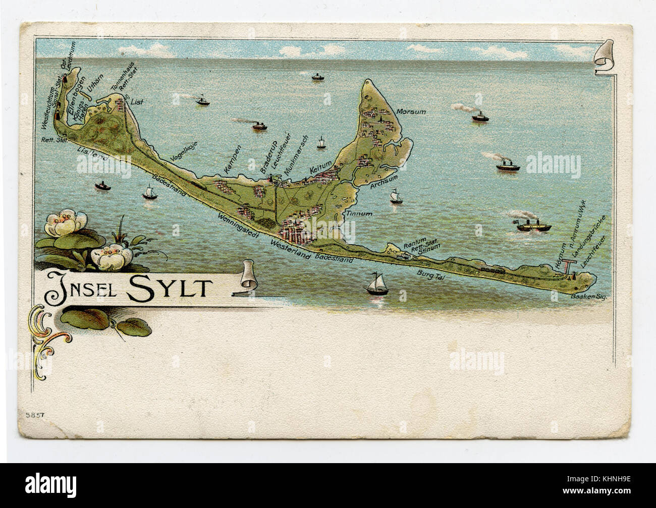 Mappa dell'isola di Sylt, cartolina (karte der Insel Sylt ...