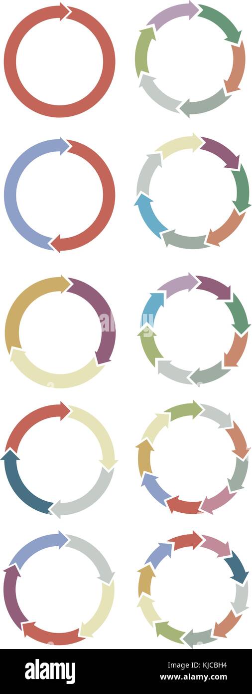 Esempi infografici di frecce circolari, colorate, bande. Cerchio ...