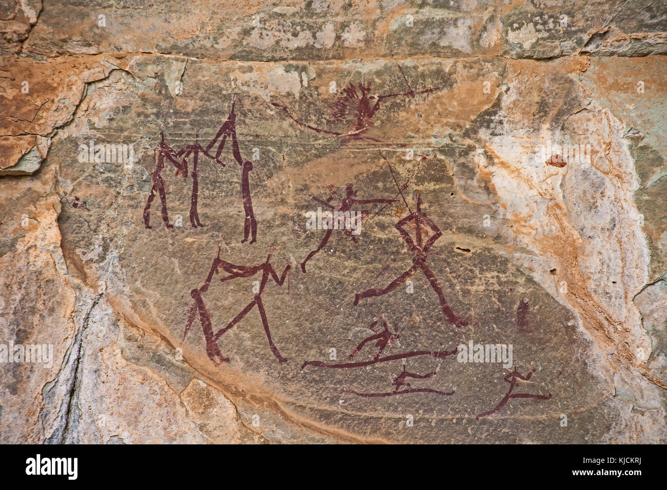 Boscimane di arte rupestre in Ukhahlamba Drakensberg National Park. Sud ...