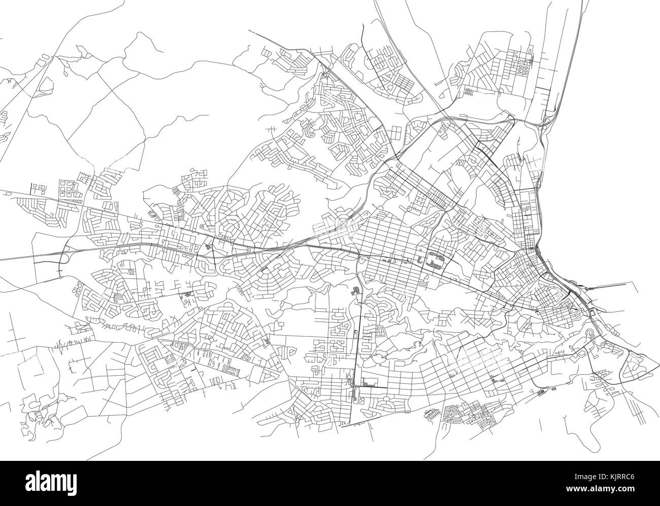 Strade di Port Elizabeth, mappa della città, Sud Africa. Mappa stradale ...