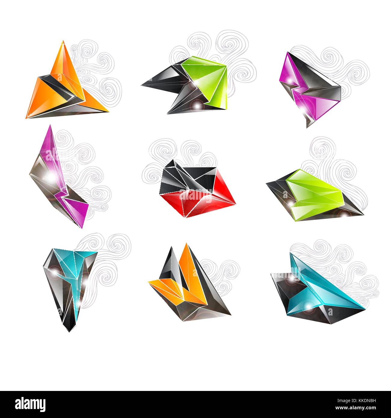 Set di simboli e forme. icone alla moda e logotipi. segni aziendali ...