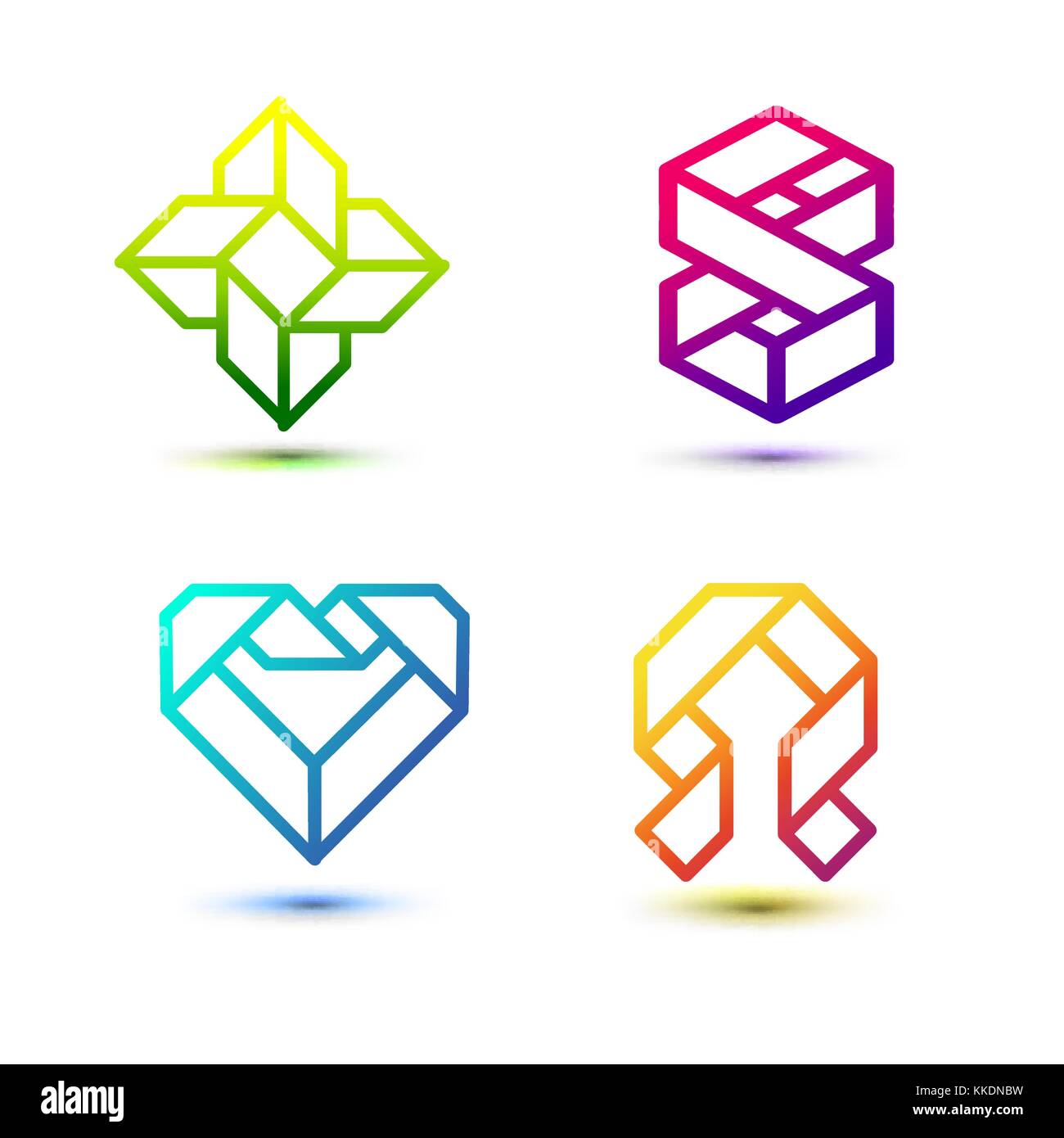 Set di simboli e forme. icone alla moda e logotipi. segni aziendali ...