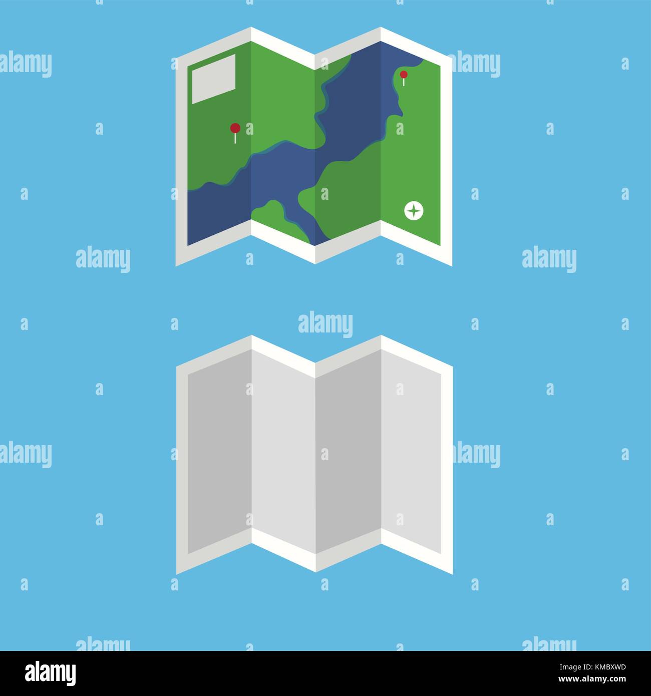 Mappa piatta vector set.la mappa con un livello di dettaglio e la ...