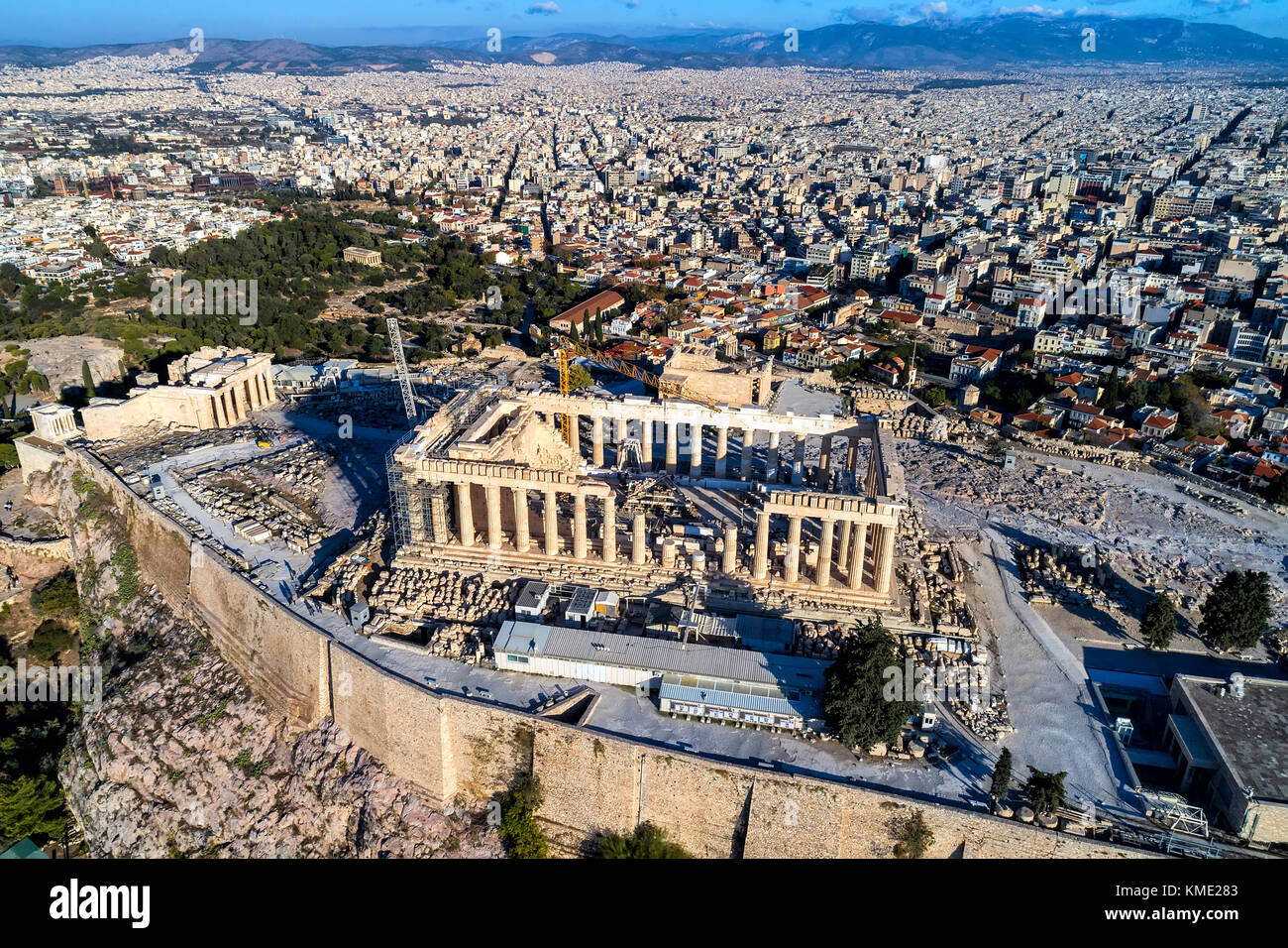 Vista aerea del Partenone e Acropoli di Atene, Grecia Foto stock - Alamy