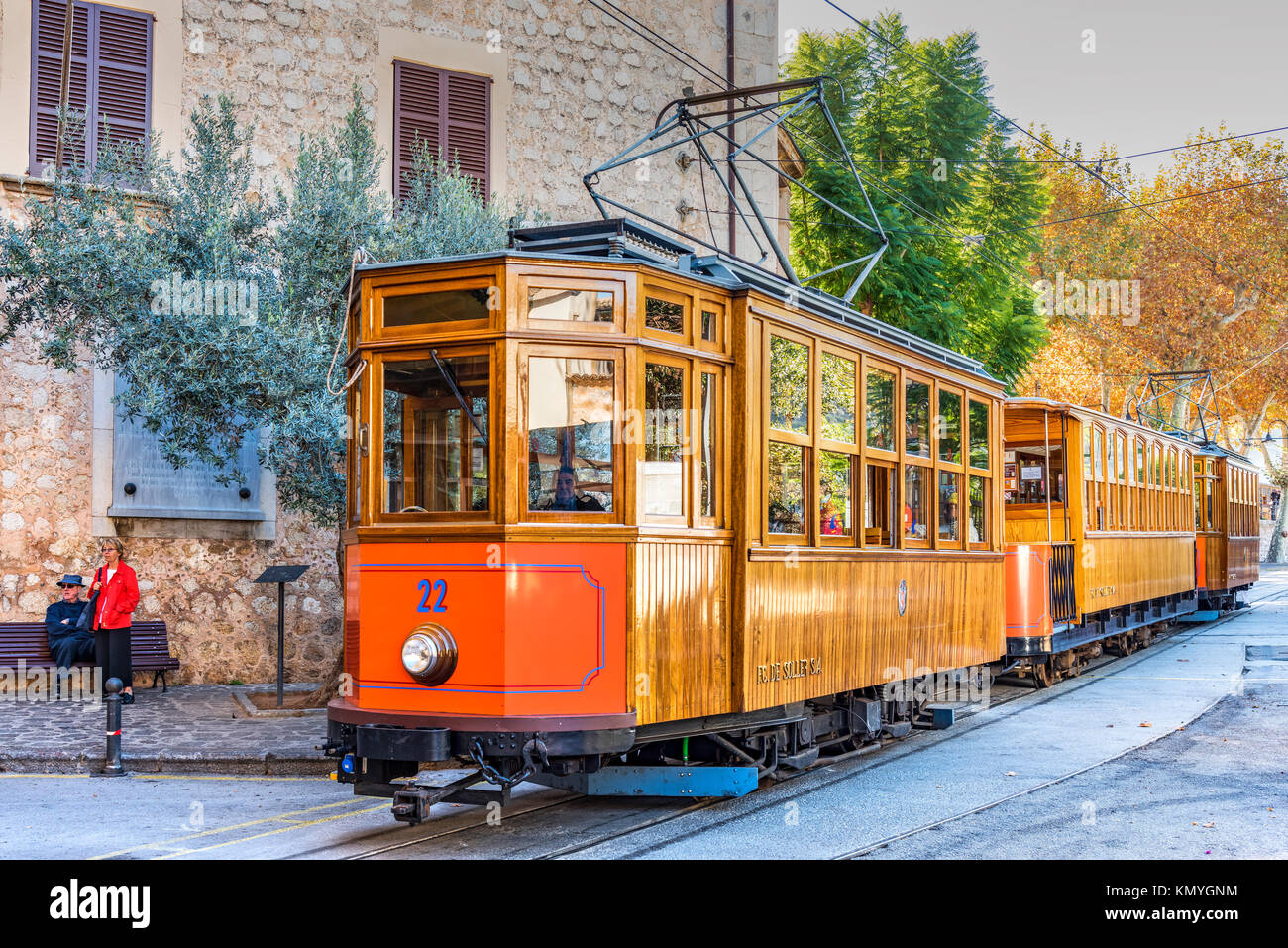 Tranvia de Soller heritage tram, Soller, Maiorca, isole Baleari, Spagna ...