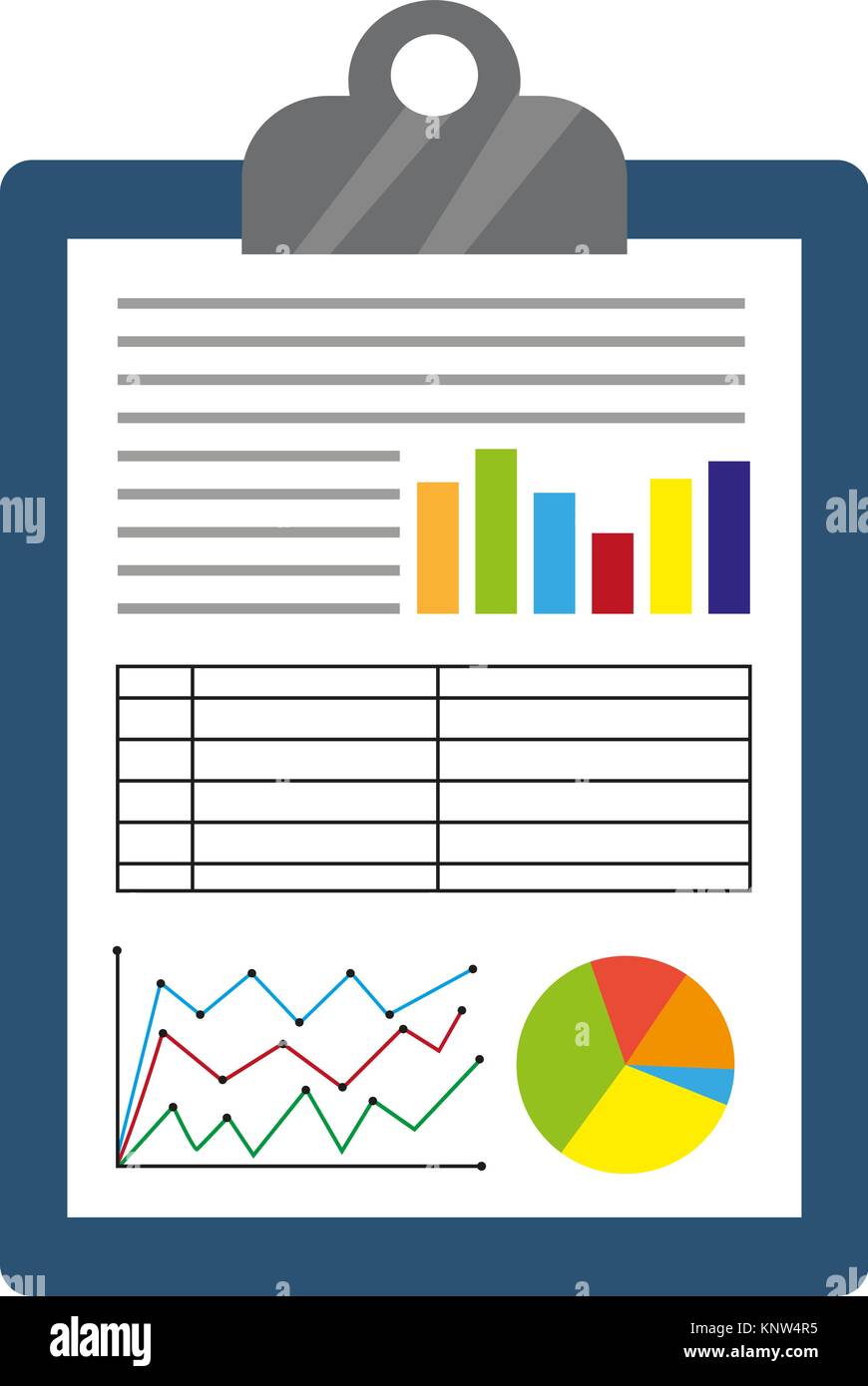 Business report icona, di tipo piatto. Grafici finanziari. Isolato su ...